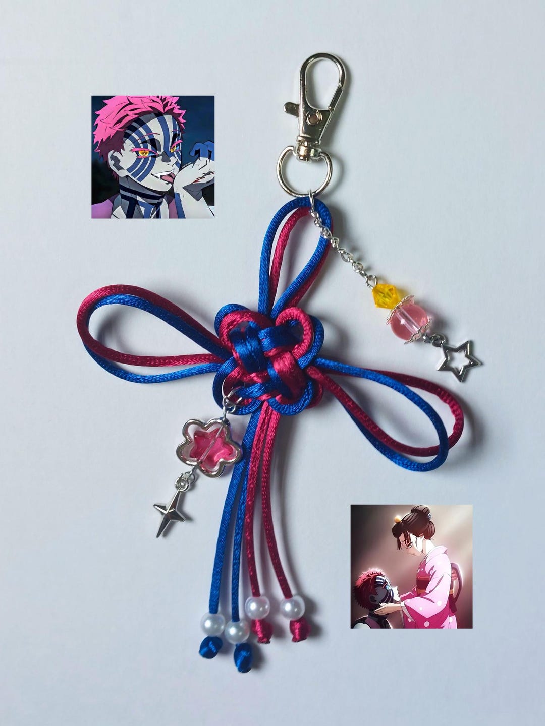 Demon Slayer Akaza Keychain - Korean/chinese Knot Keychain With Beads ...
