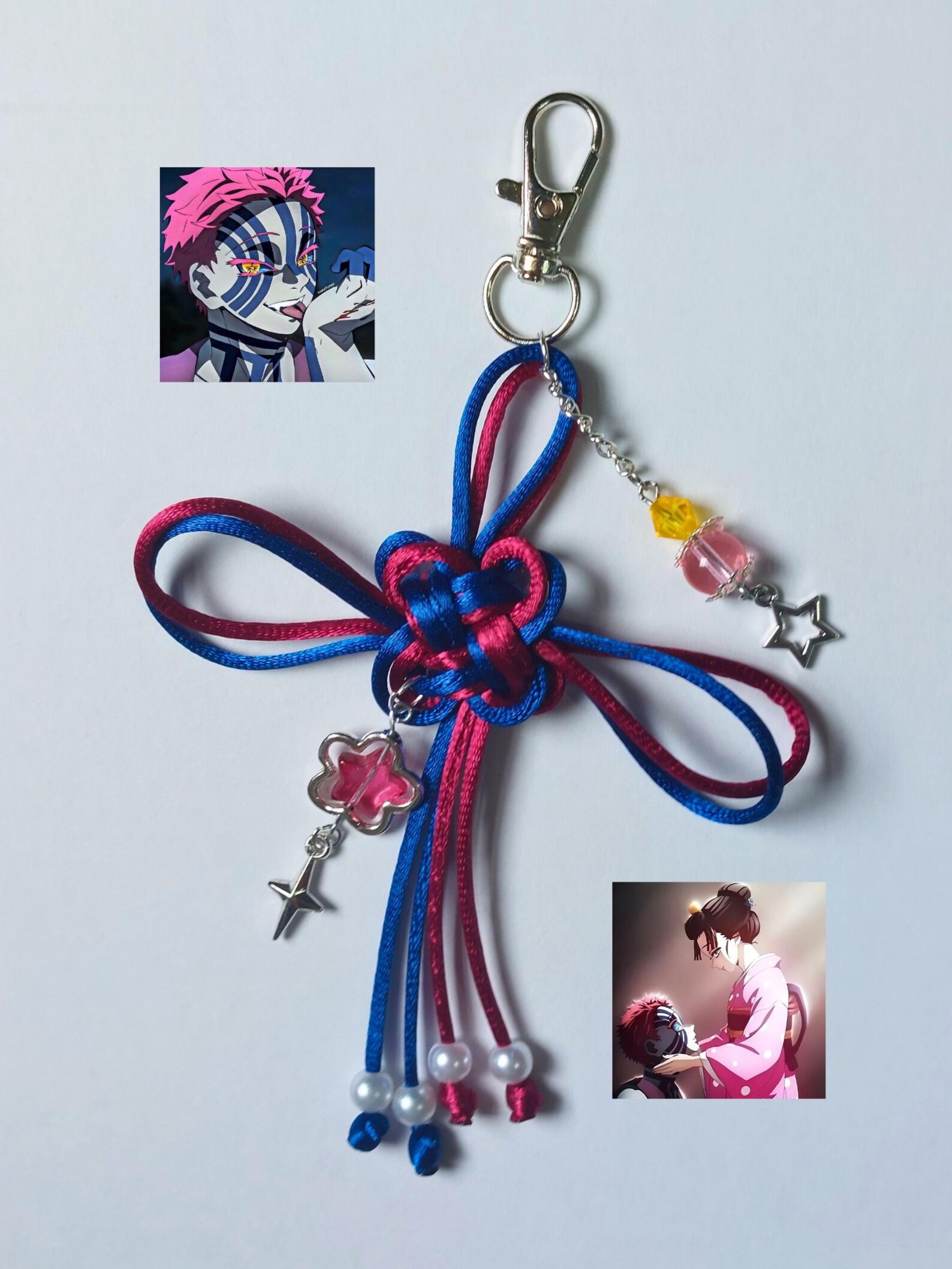 Demon Slayer Akaza Keychain - Korean/chinese Knot Keychain With Beads ...