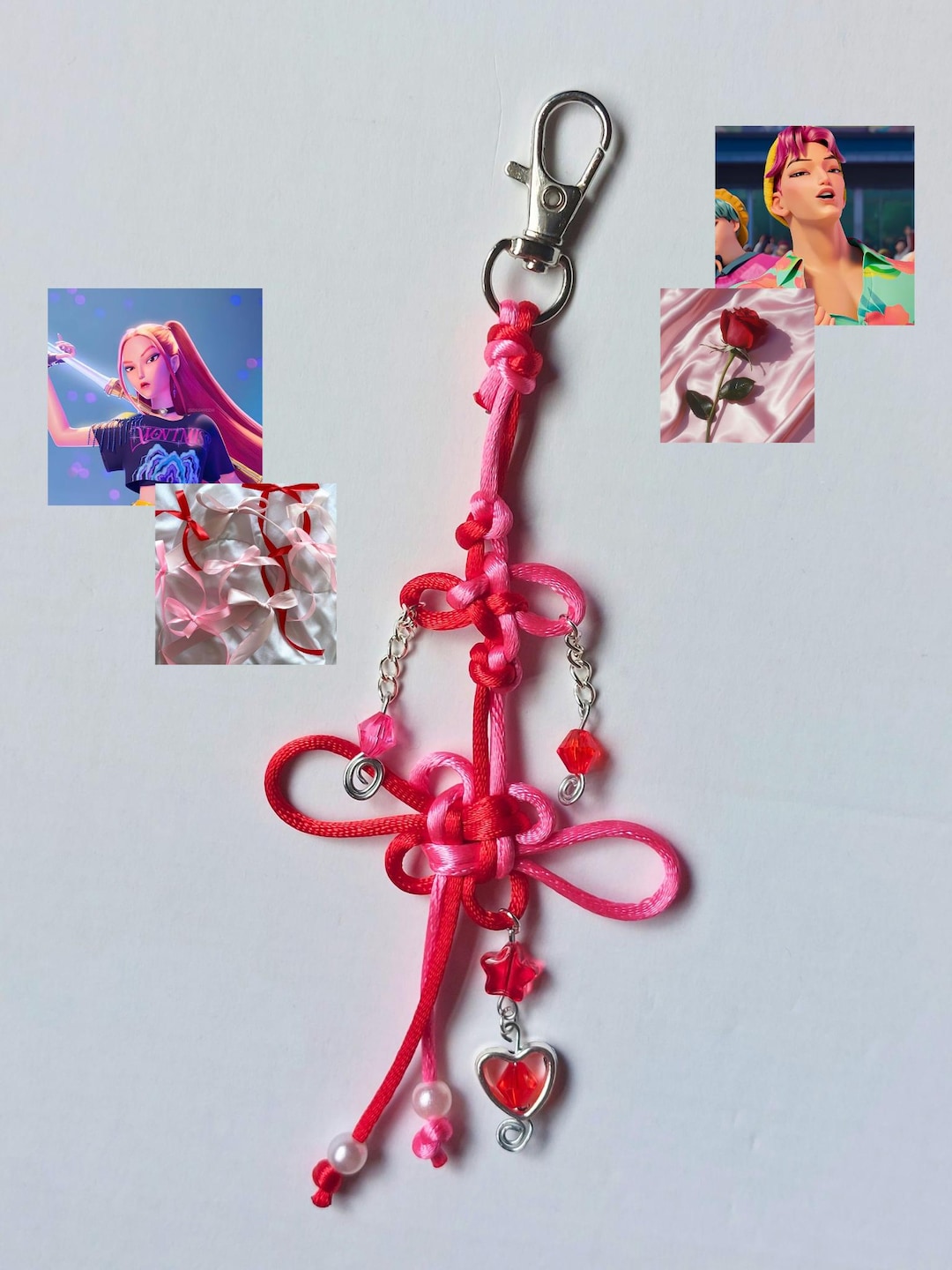 K-pop Demon Hunters Keychain- Handmade Korean Knot Macrame Keychain ...