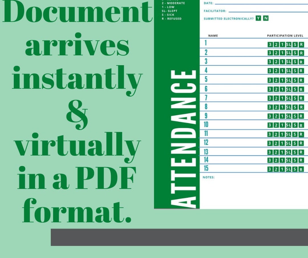 Formulario imprimible de seguimiento de asistencia y - Etsy México
