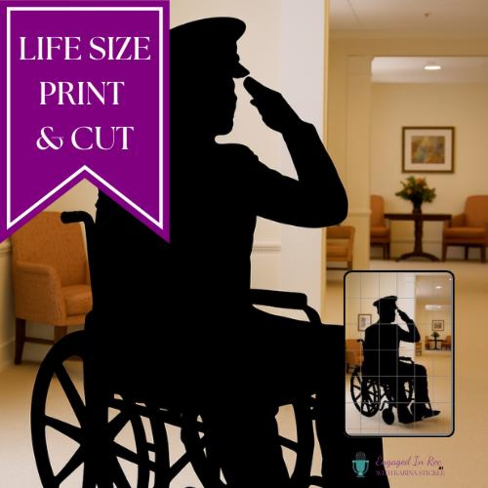 Veteran in Wheelchair Saluting Cutout PDF | Life-size Printable ...