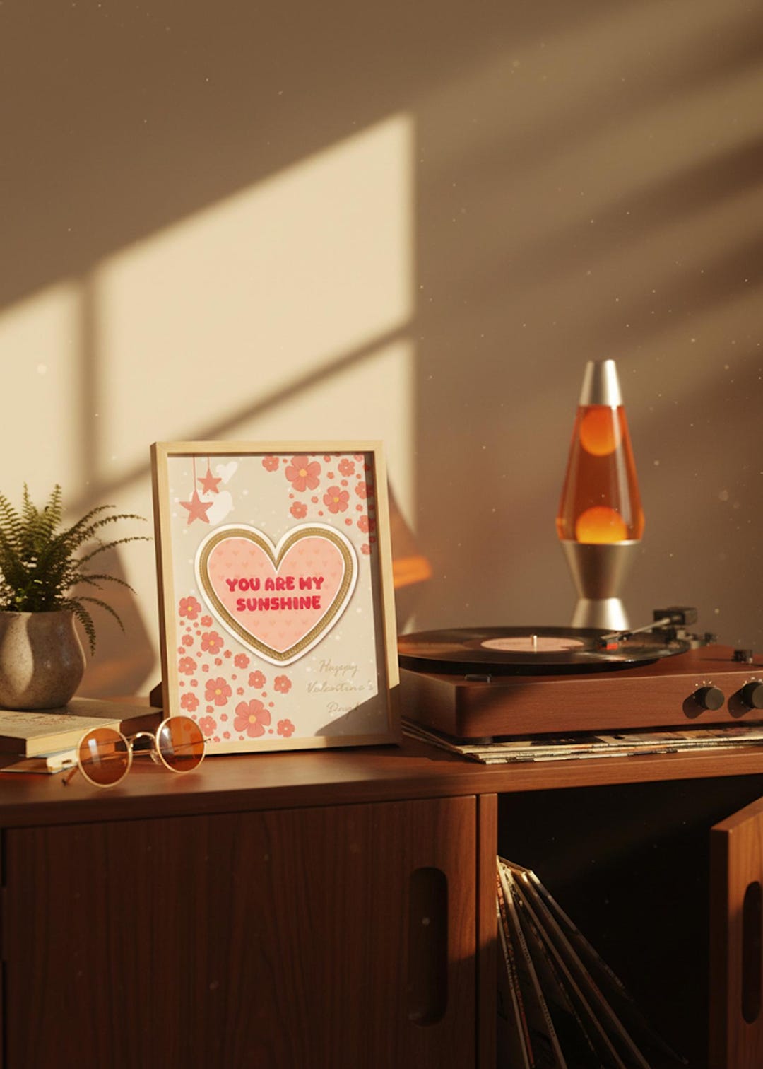Retro Valentines Day Card Printable - Groovy You Are My Sunshine Heart ...