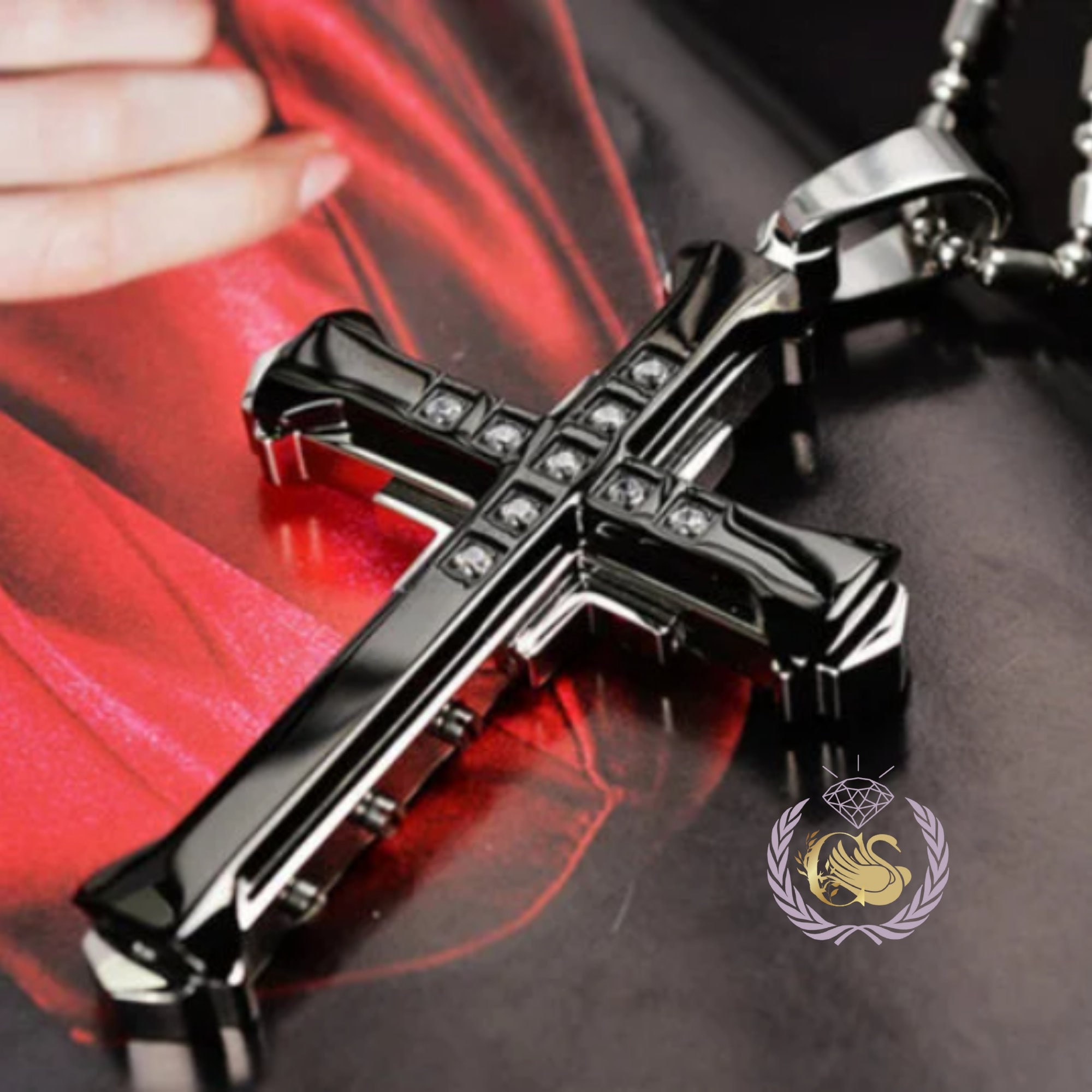 Mens Titanium Steel Cross Necklace Crucifix Necklace Cross - Etsy UK