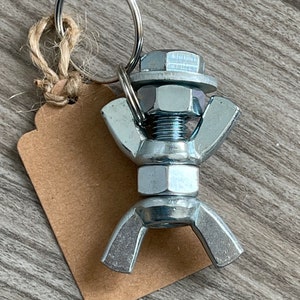 Dad Keyring, Bolt and Nut Keychain, Custom Nut Gift, Shed Key, Man Cave ...