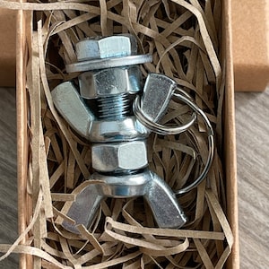 Dad Keyring, Bolt and Nut Keychain, Custom Nut Gift, Shed Key, Man Cave ...