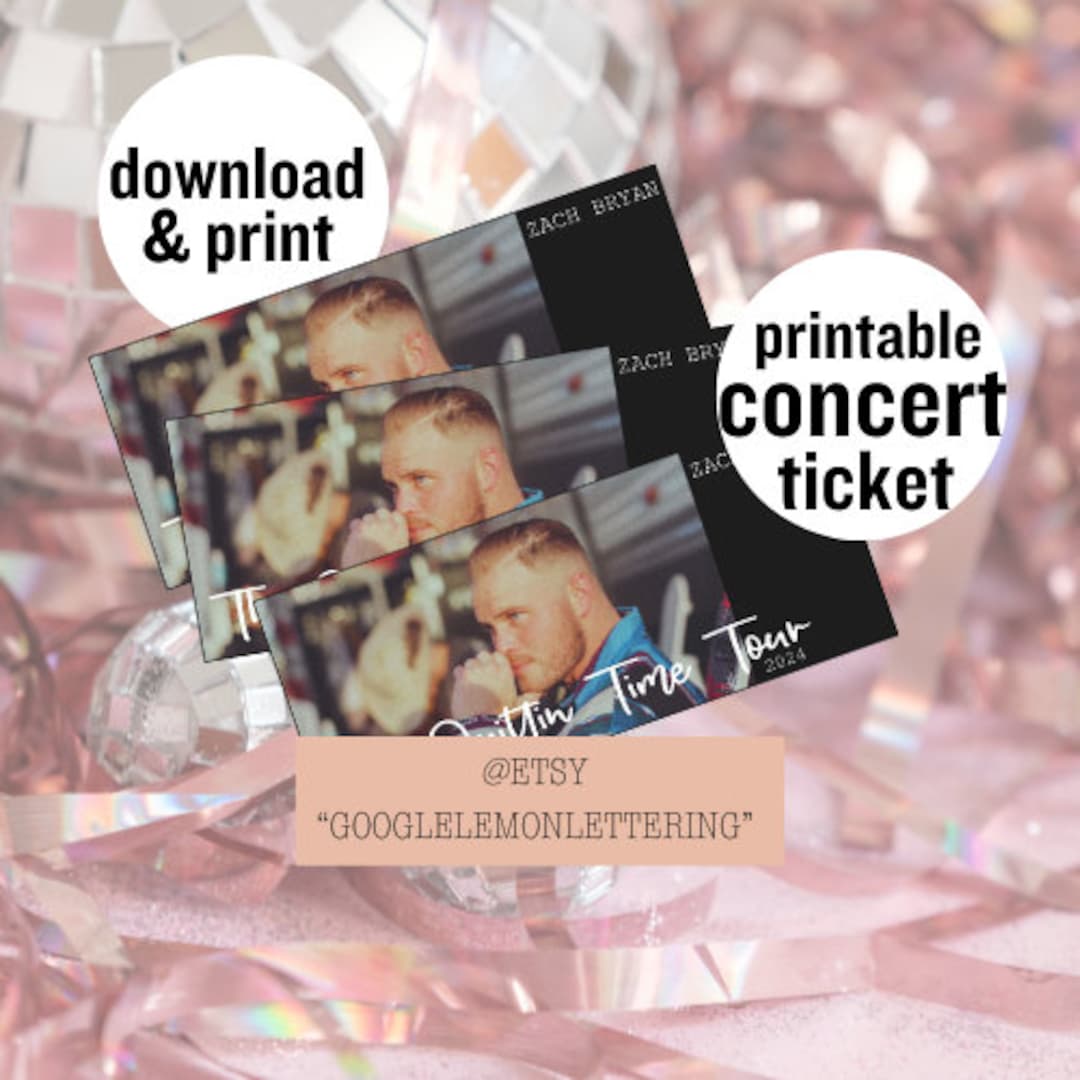 Zach Bryan Printable Concert Ticket, Concert Ticket Download, Event ...