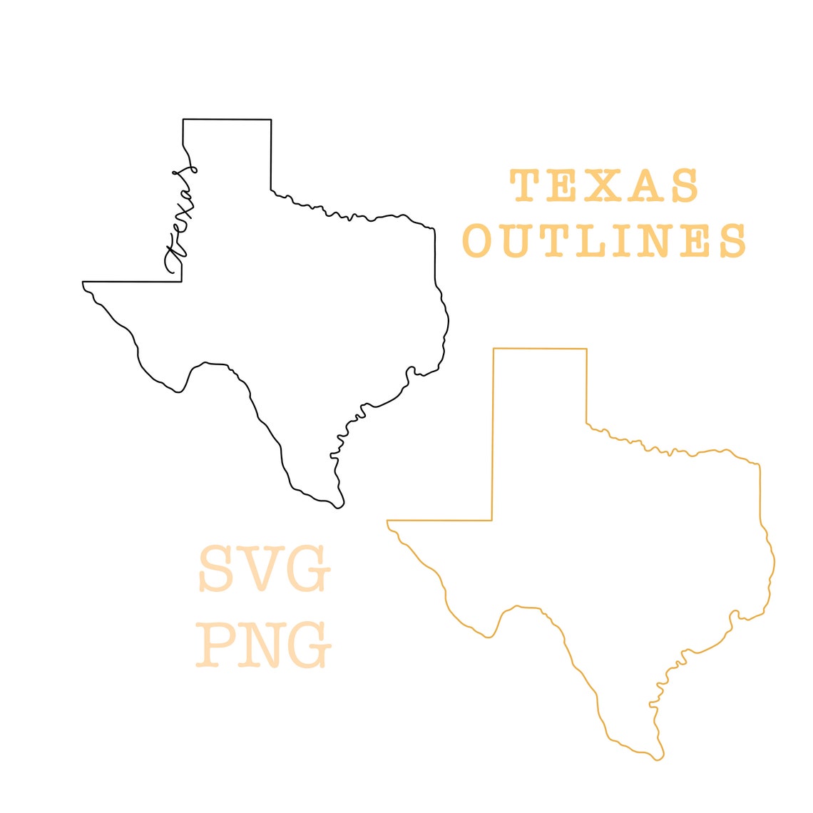 Texas Outline Pack SVG File PNG File for Laser Cutting, Cricut, Digital ...