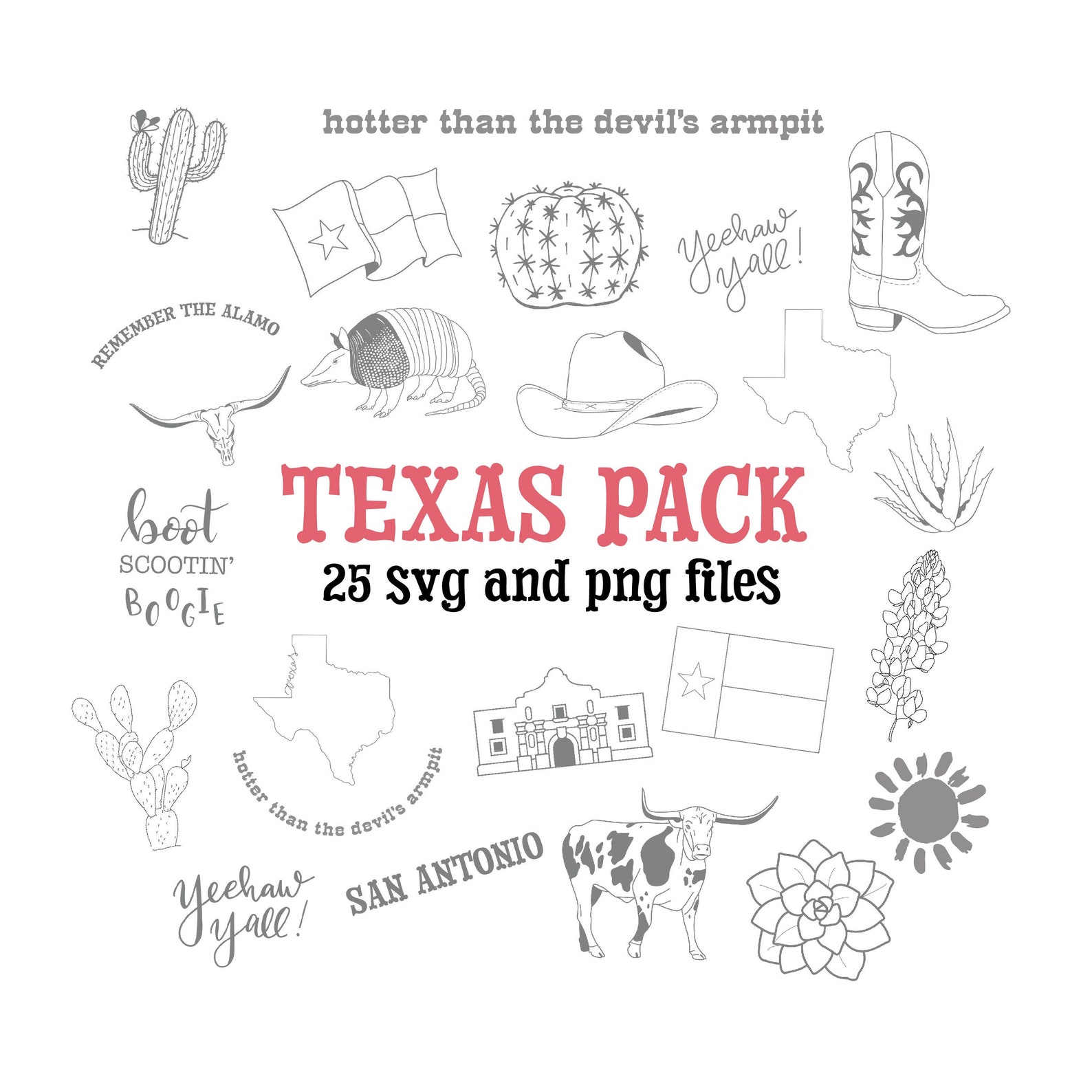Texas Essentials Pack SAVE FOURTEEN DOLLARS Southern Svg and Png Cut ...