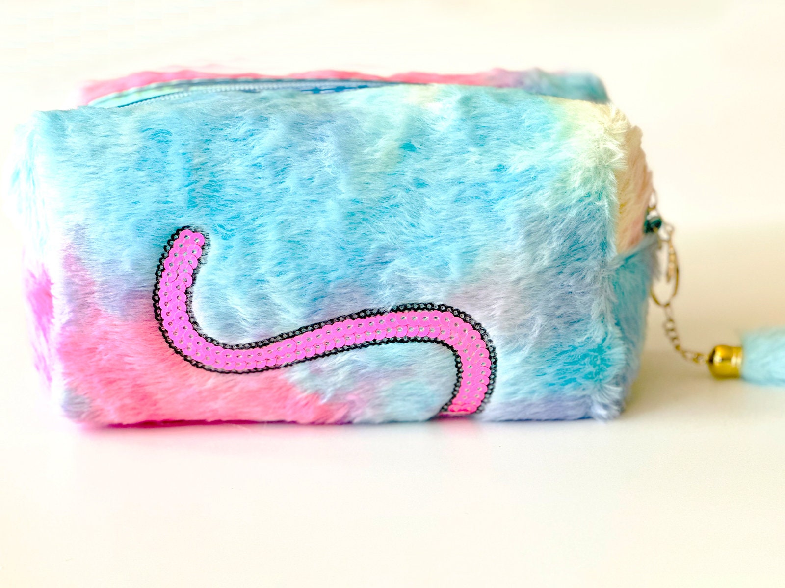 Fuzzy Cat Pencil Case, Kawaii Cosmetic Bag, School Supplies, Soft ...