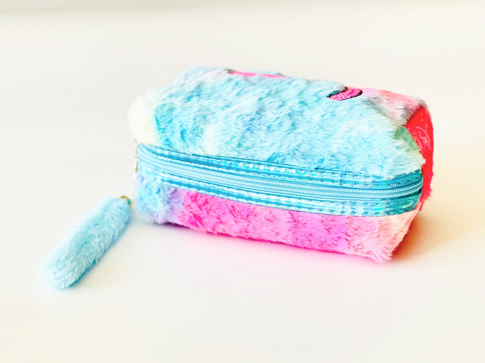 Fuzzy Cat Pencil Case, Kawaii Cosmetic Bag, School Supplies, Soft ...