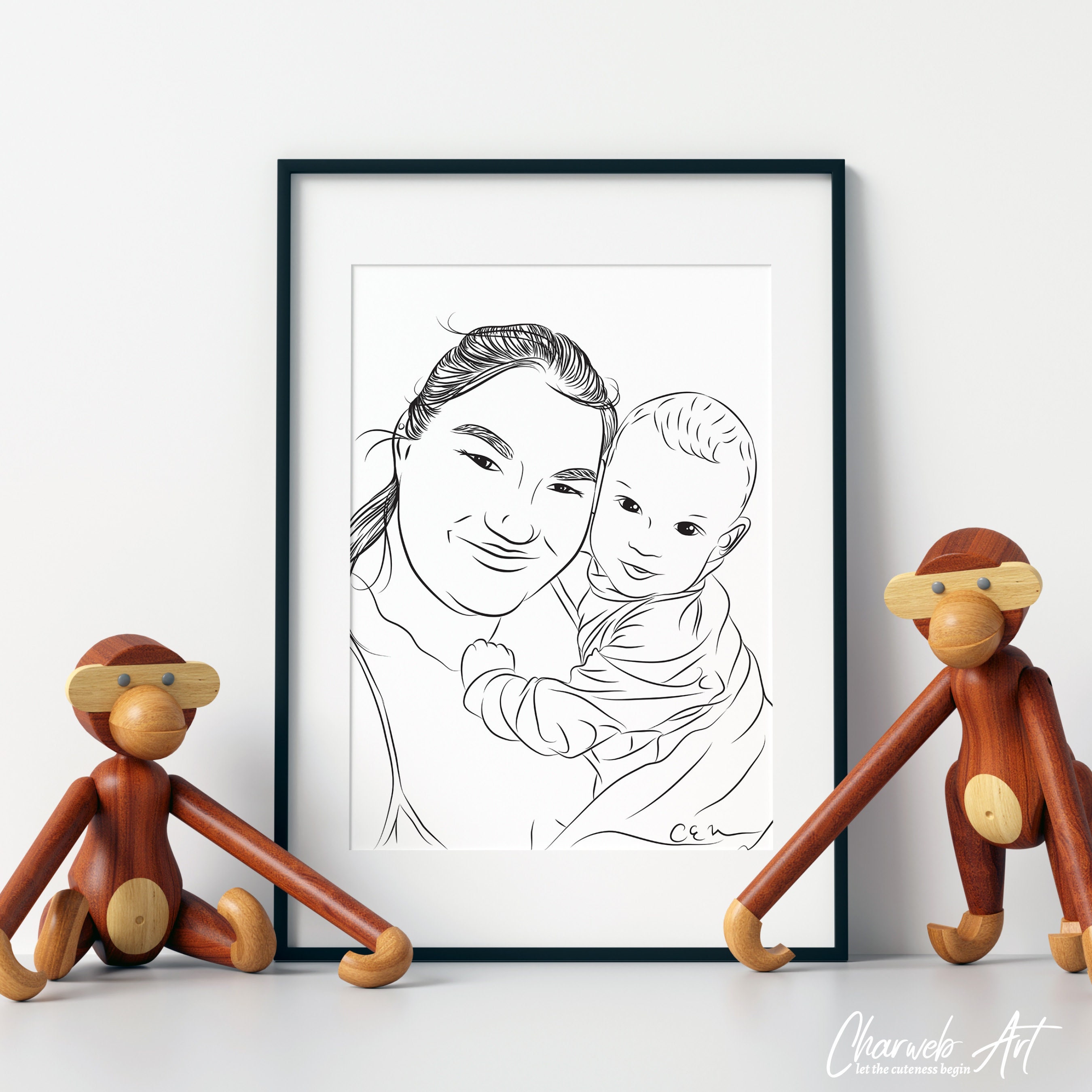 Line Art Commission Couples Portrait From Photo. Couples - Etsy