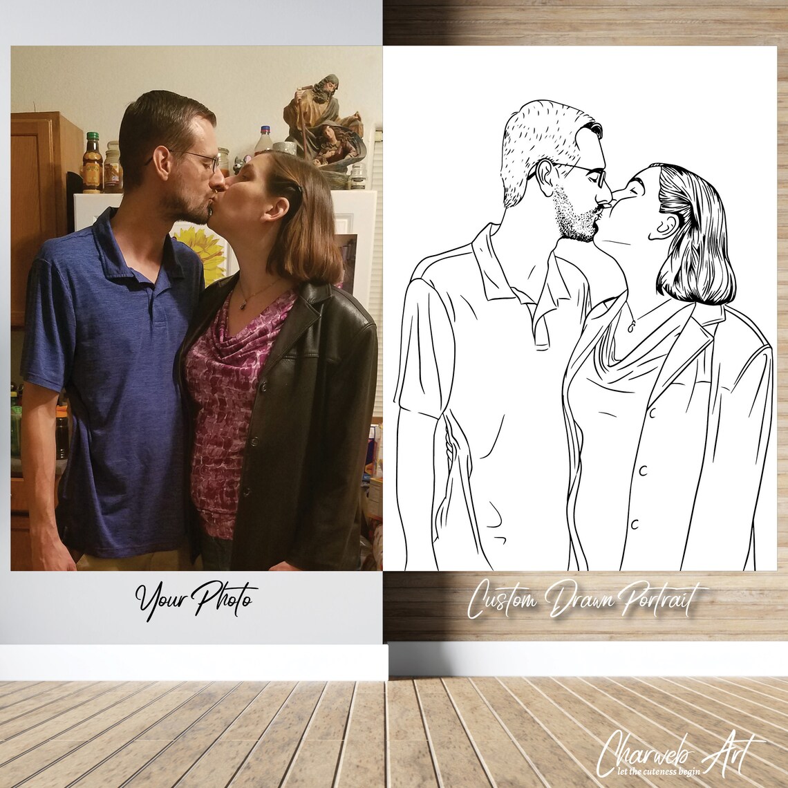 Line Art Commission Couples Portrait From Photo. Couples - Etsy
