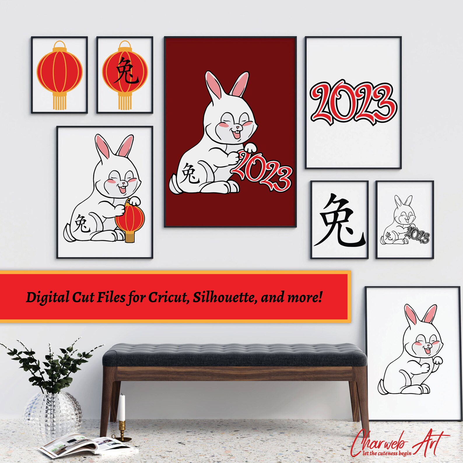 Year of the Rabbit SVG Bundle. Lunar New Year Rabbit SVG Png Dxf Eps ...