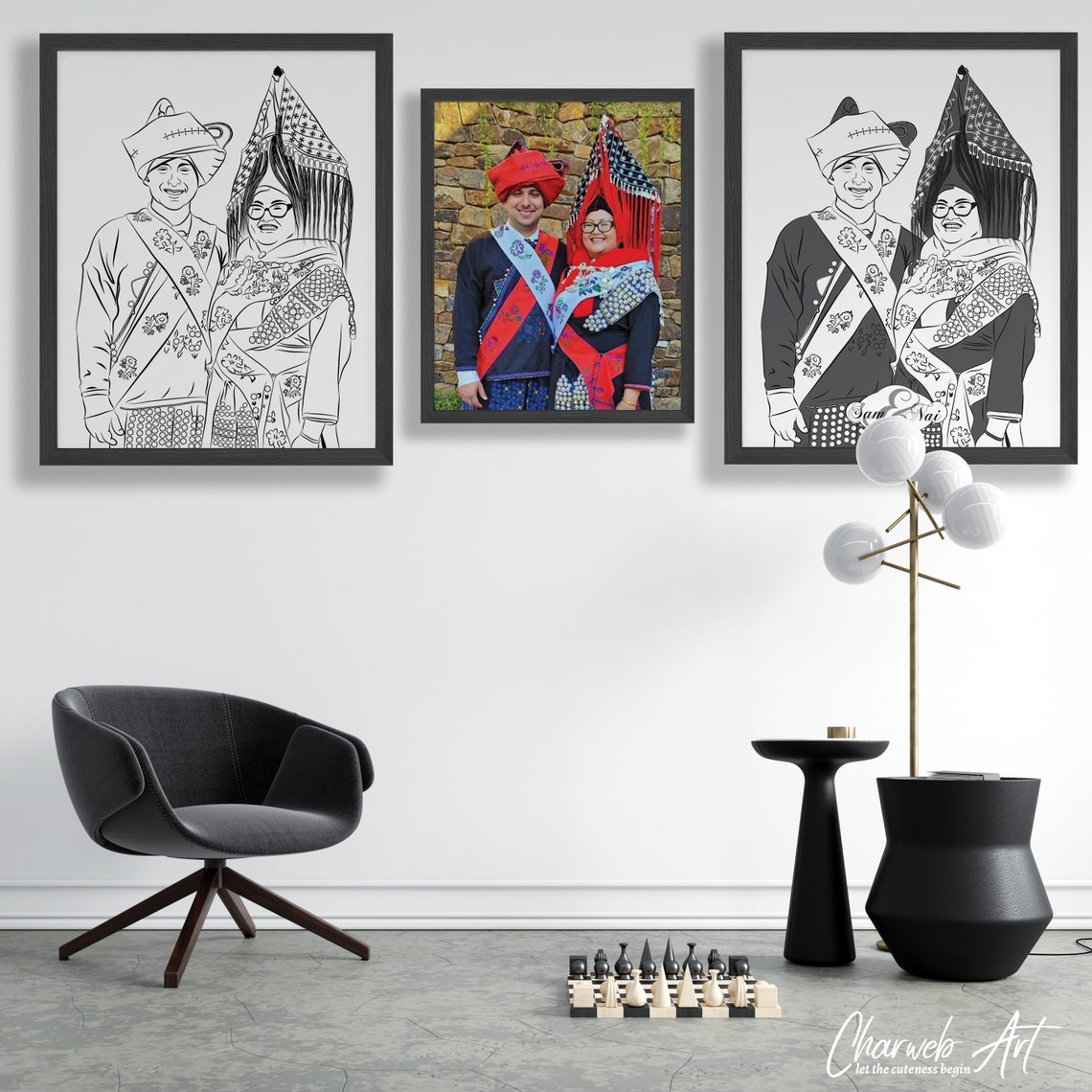 Line Art Commission Couples Portrait From Photo. Couples - Etsy