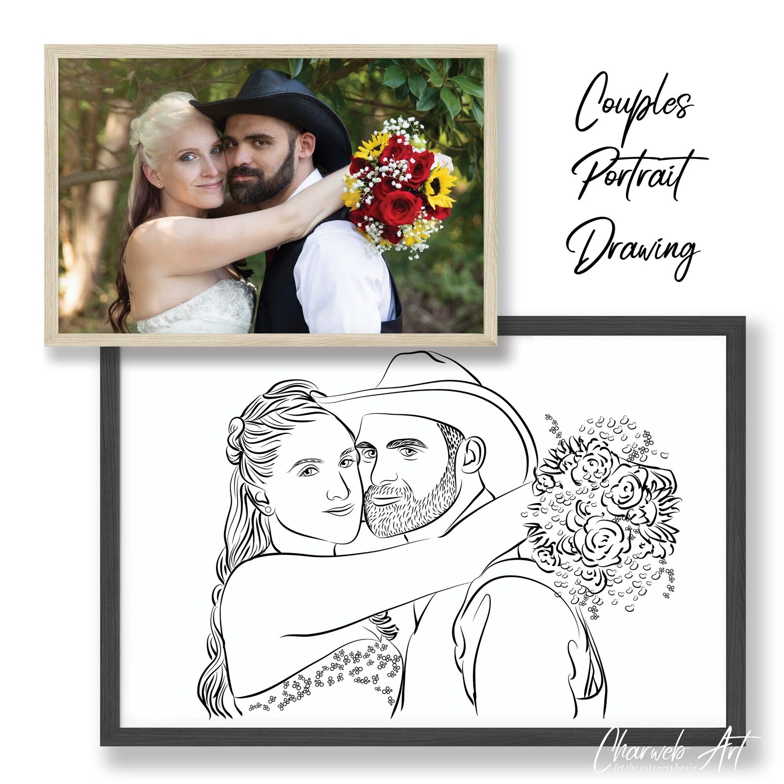 Line Art Commission Couples Portrait From Photo. Couples - Etsy