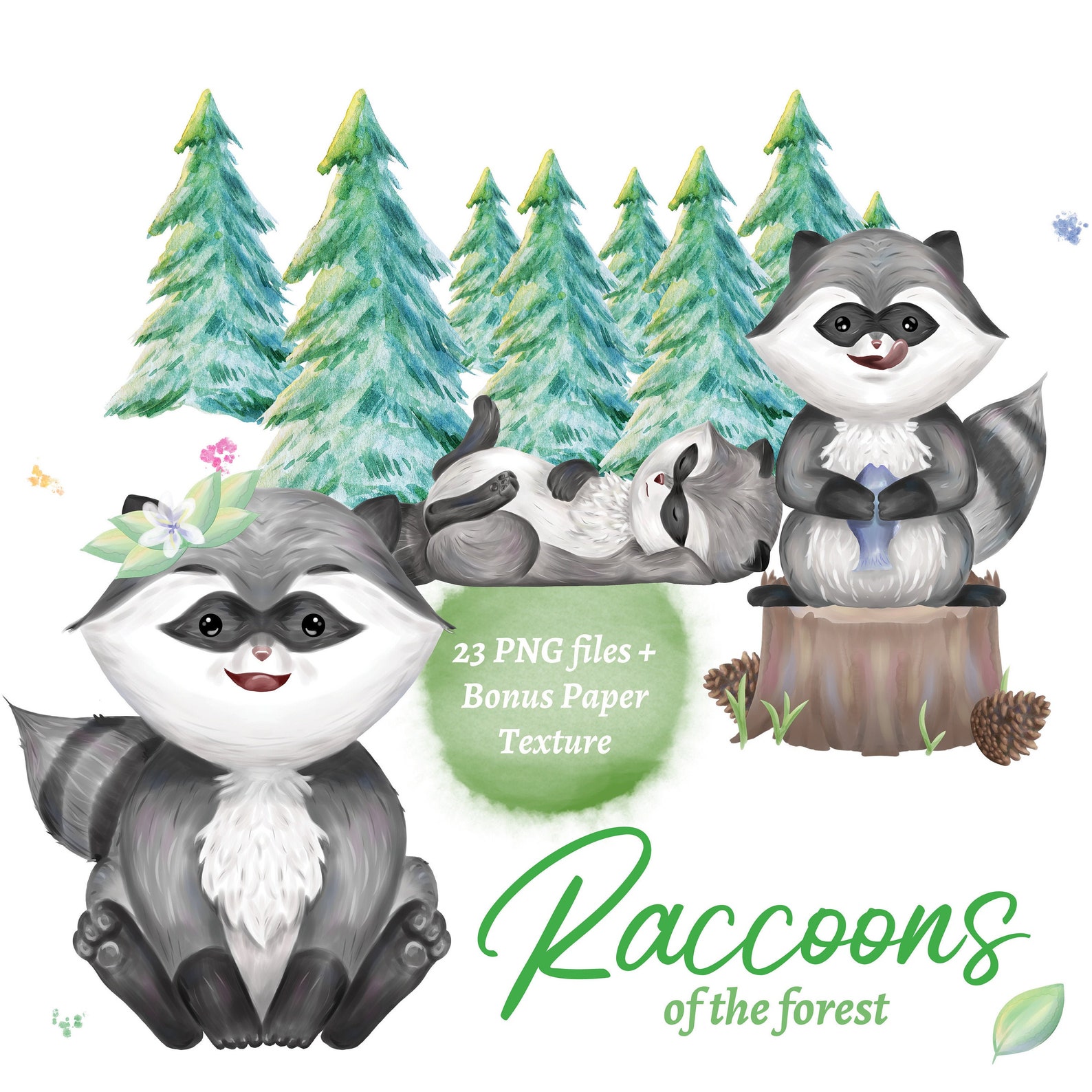 Raccoon Print Clipart. Raccoon Art and Forest Nursery Art High - Etsy
