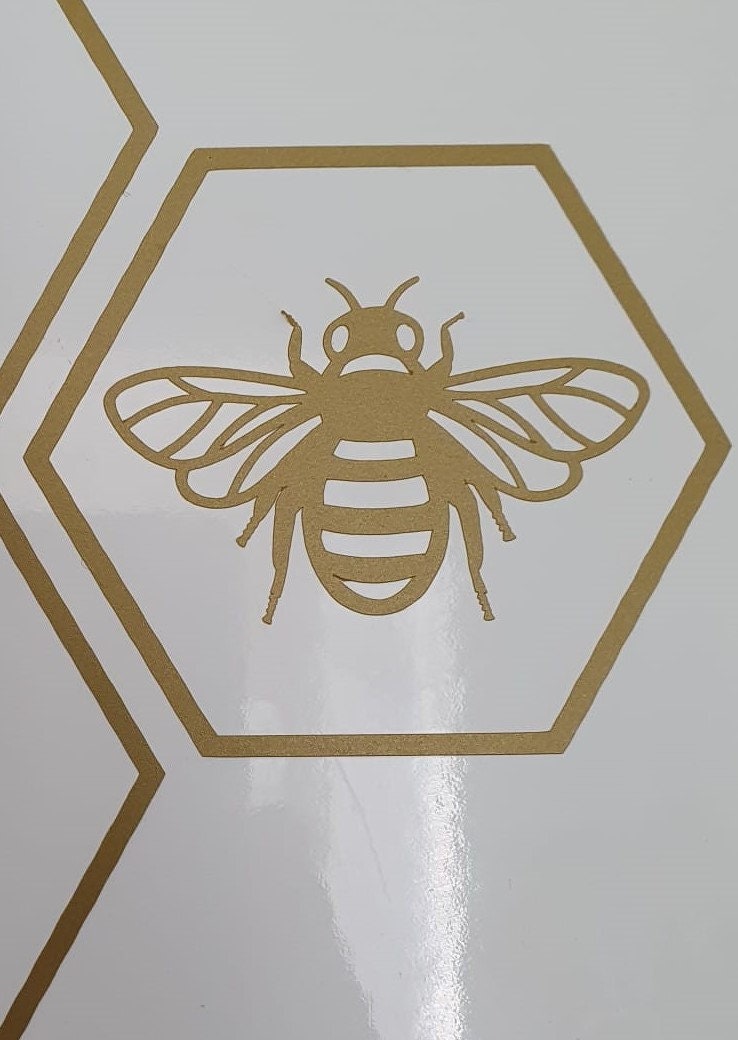Gold Bee Decal Sticker Set 3 Honeycomb and Bee - Etsy