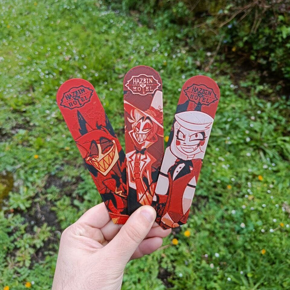 Colorful 3D Printed Hazbin Hotel Bookmarks Alastor Charlie Lucifer - Etsy