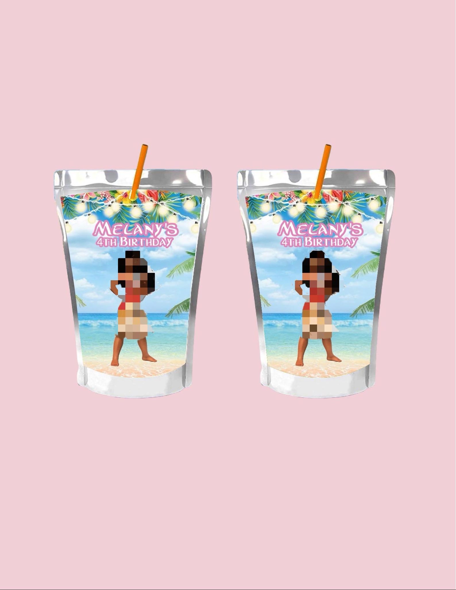 Moana or Baby Moana Party Favors, Custom Chip Bags, Caprisun Labels ...