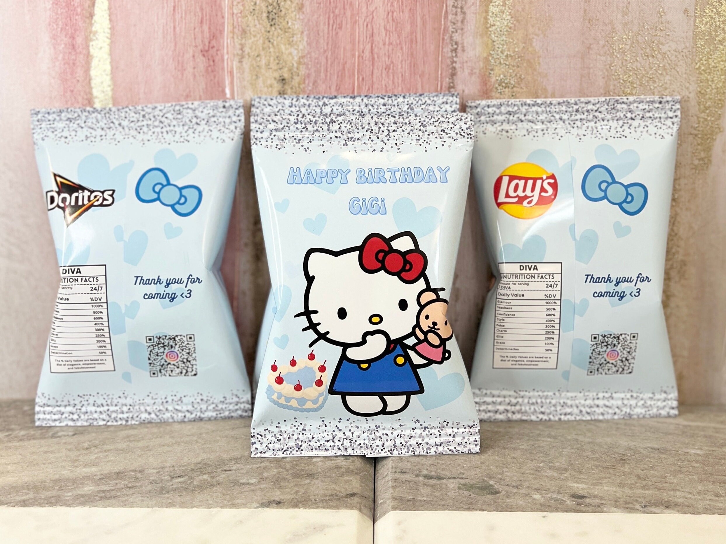 Hello Chips Kitty Party Chip Bags, Hello Blue, Pink, Sanrio Kitty ...