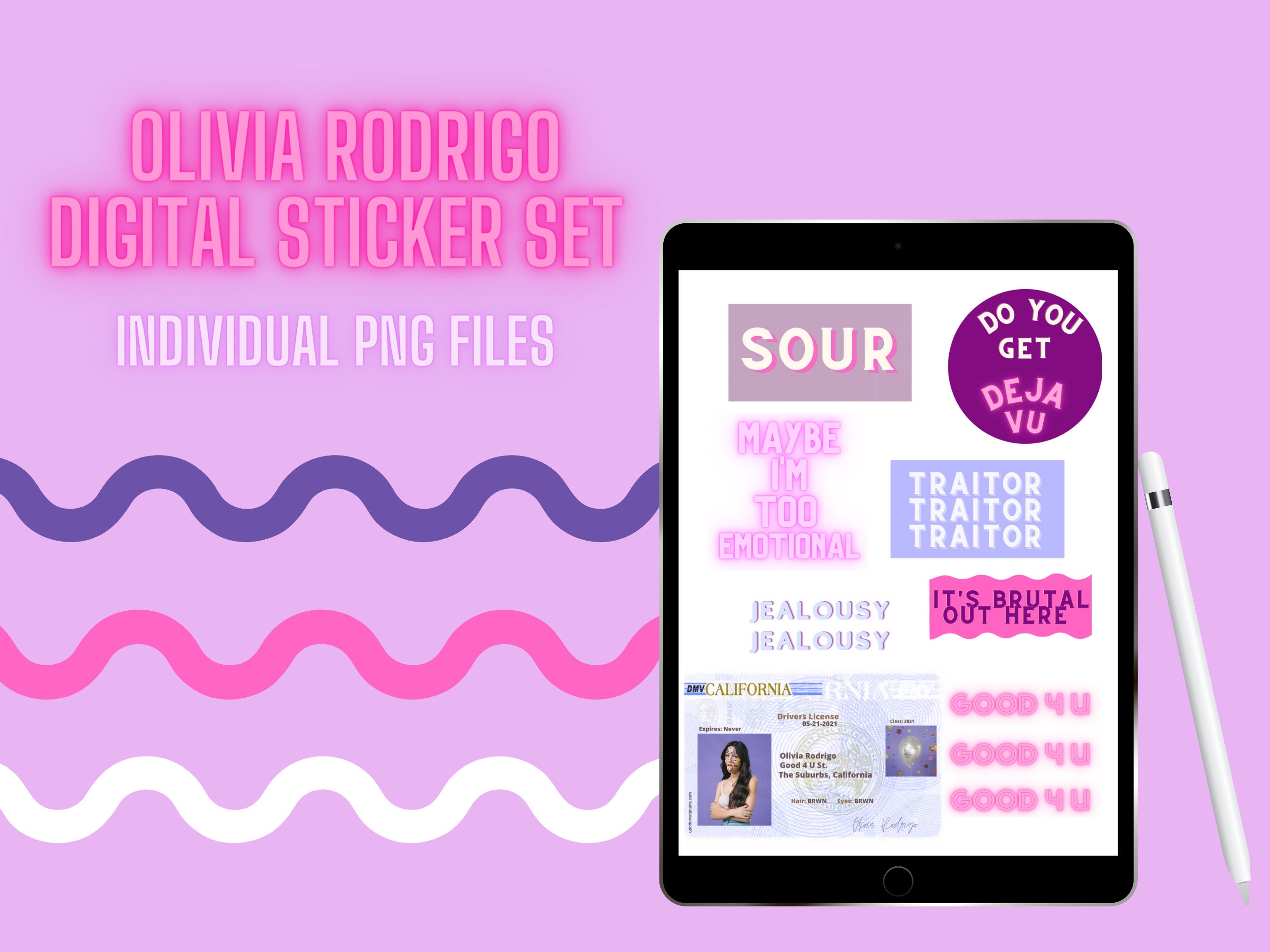 Olivia Rodrigo Sour Digital Sticker Set (INDIVIDUAL PNG FILES) - Etsy UK