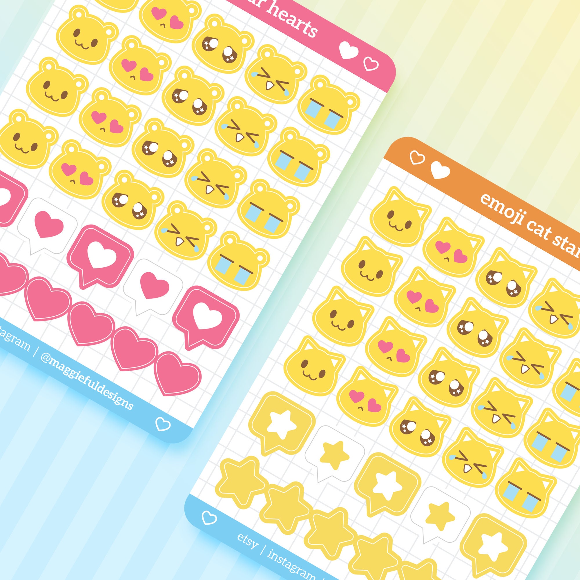 Kawaii Cute Emoji Blobs Yellow Smileys Bears Cats - Etsy