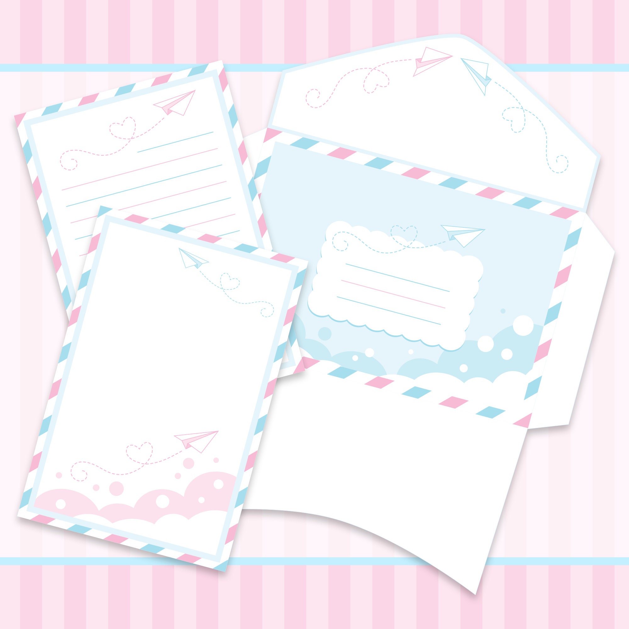 Super Cute Kawaii Pastel Airmail Paper Airplanes - Etsy