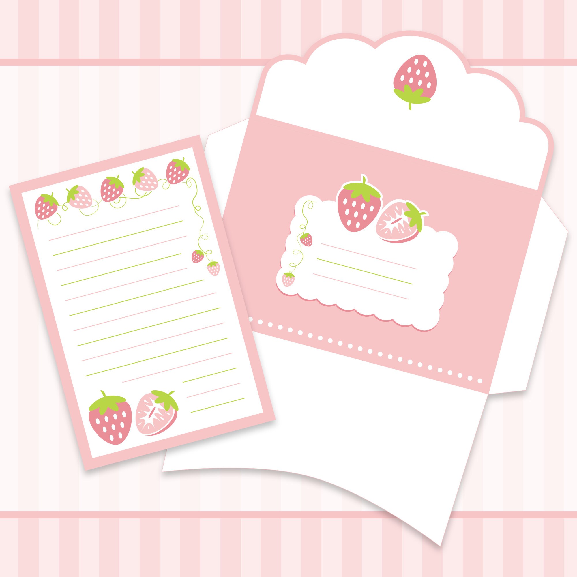 Cute Kawaii | Pink Strawberries Ichigo | Stationery Mail | Letter ...