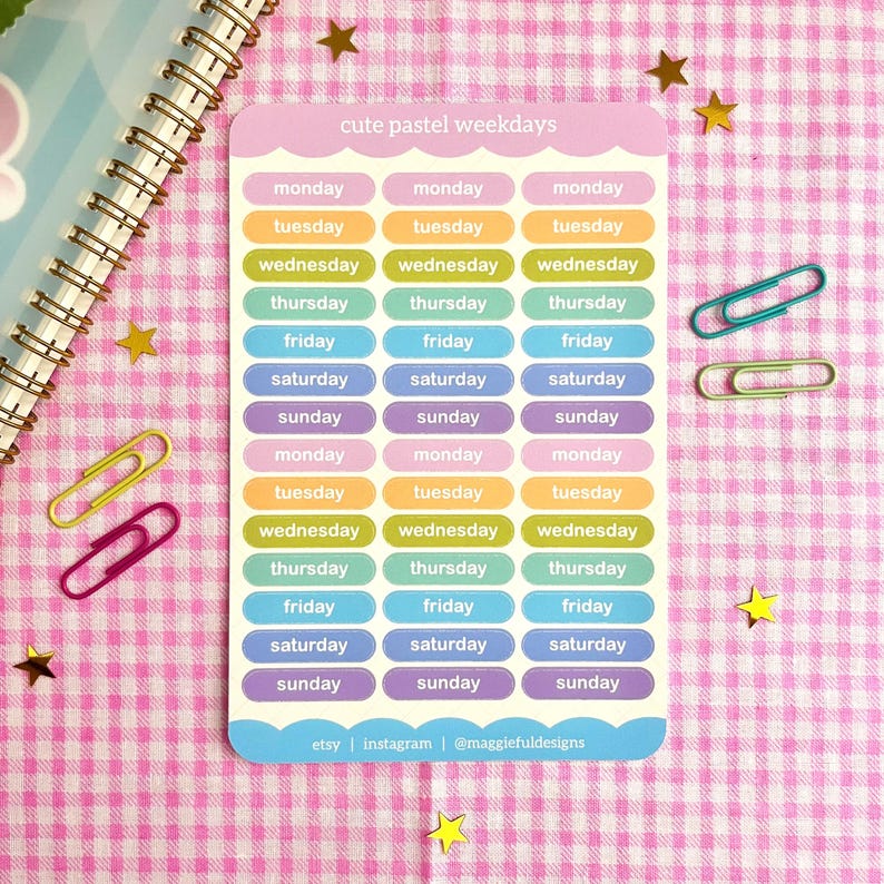 Cute Week Days | Pastel Colorful | Retro Vintage | Black White ...