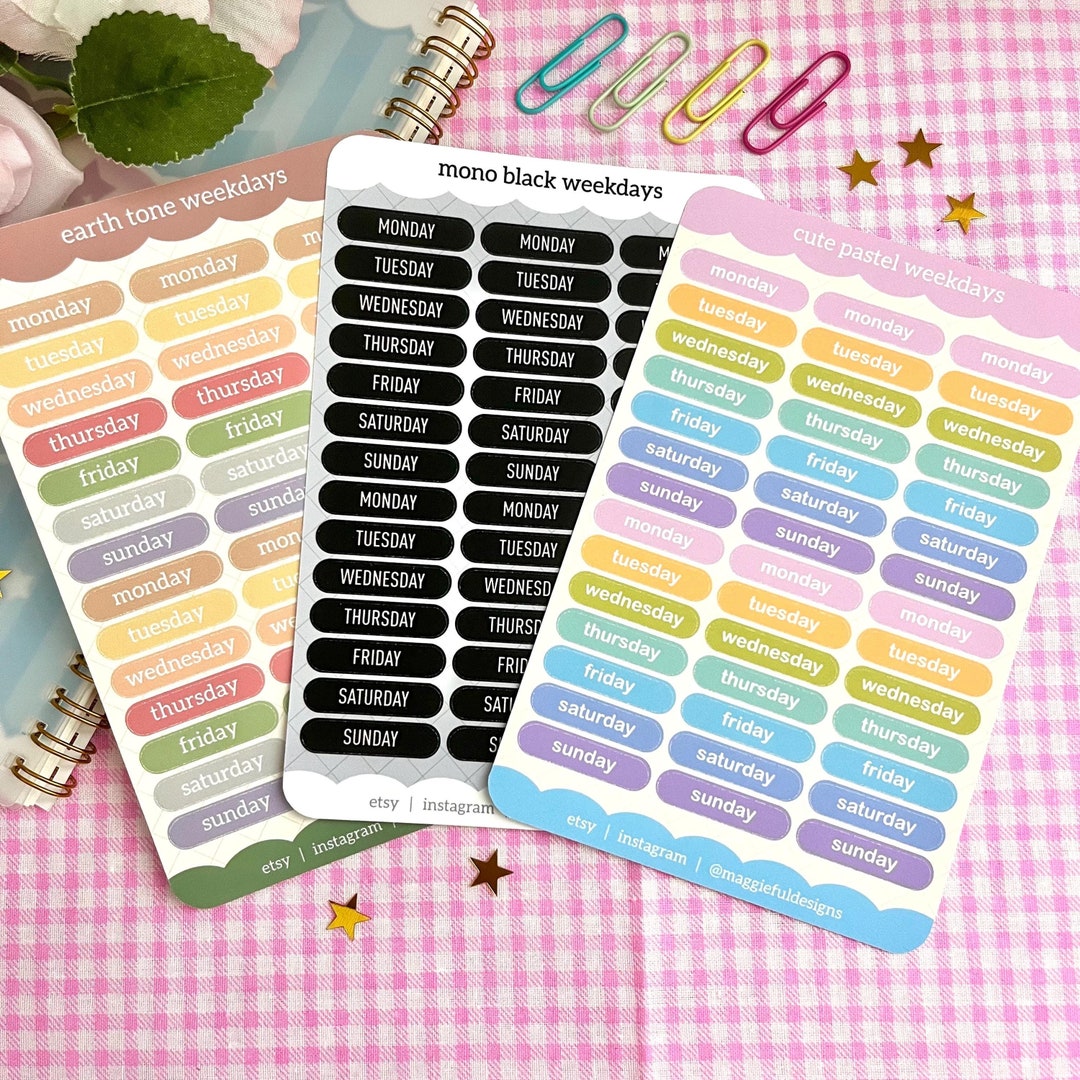 Cute Week Days | Pastel Colorful | Retro Vintage | Black White ...