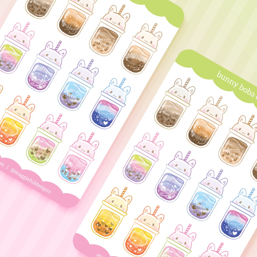 Yummy Boba Bunny Rabbit Usagi Milk Bubble Tea Drinks Bullet Journal ...