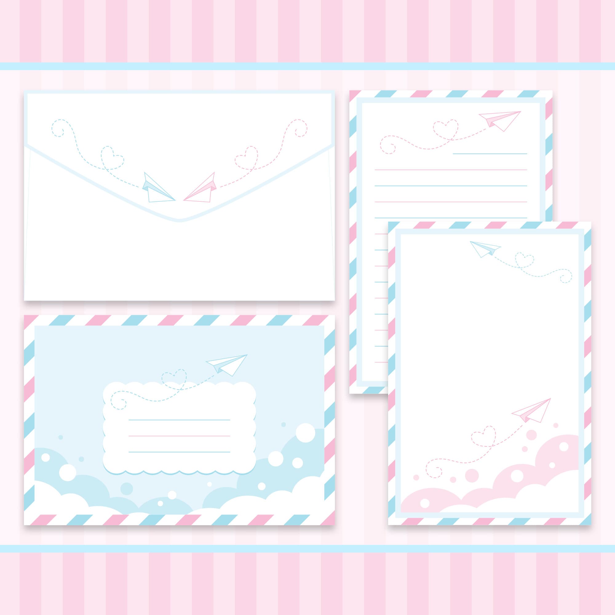 Super Cute Kawaii Pastel Airmail Paper Airplanes - Etsy