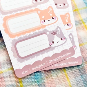 Cute Kawaii Labels | Animals | Pink Bunny Rabbit Teddy Bear Shiba Inu ...
