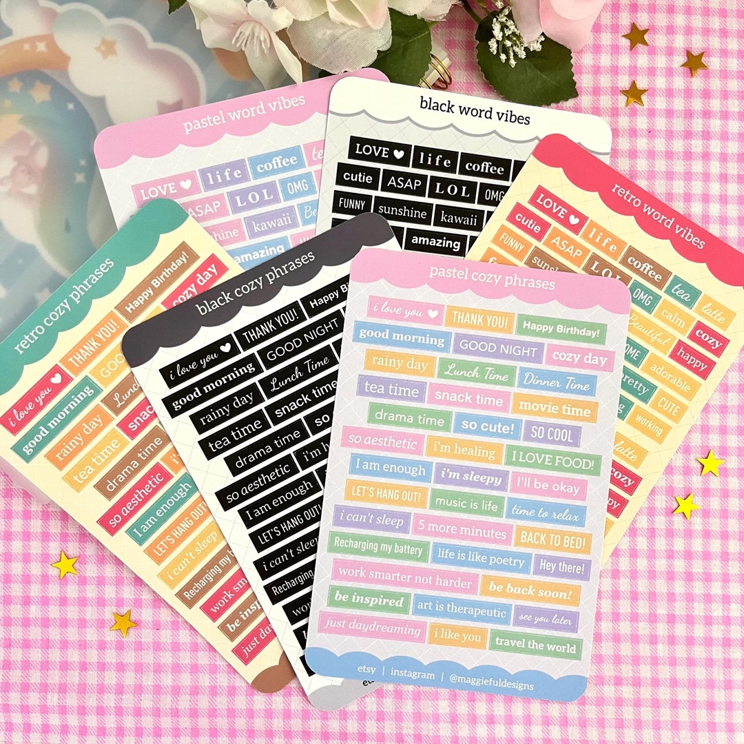 Cute Words Phrases | Cozy Relax Text | Pastel Colorful | Retro Vintage ...