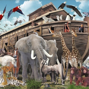 NEW! Noah's Ark Panel - David Textiles - AH-0004-3C-1 - Etsy