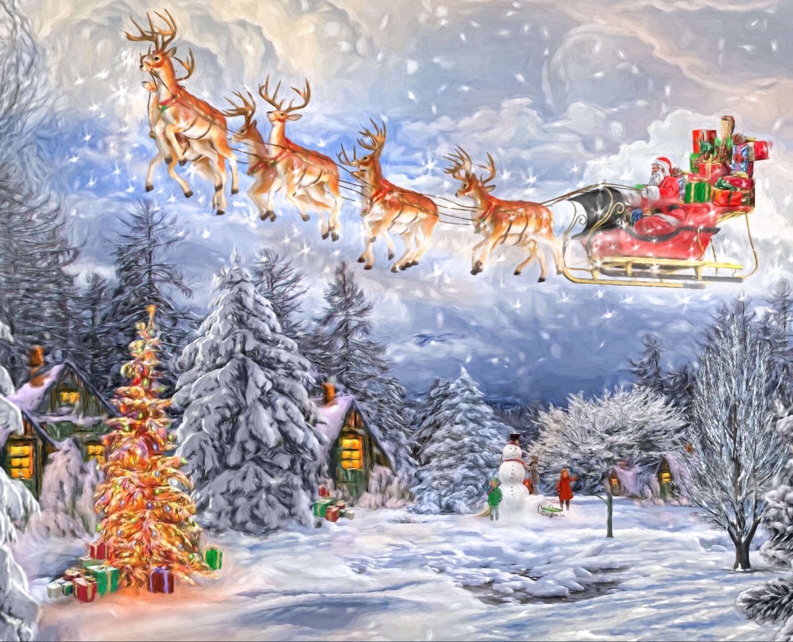 Santa's Sleigh Ride Panel David Textiles ML-3383-2C-1 C - Etsy