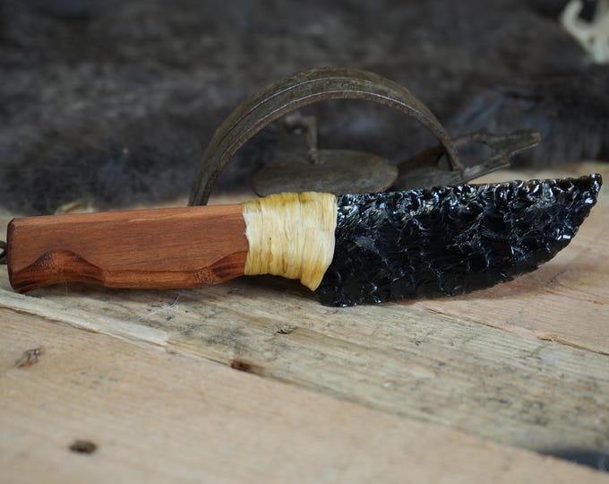 Obsidian Knife With Walnut Handle Unique Collectible Blade for Gift or ...
