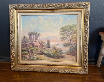 Vintage 70s Original Oil Painting Signed Herb Parnall 31.5 X 27.5 a ...