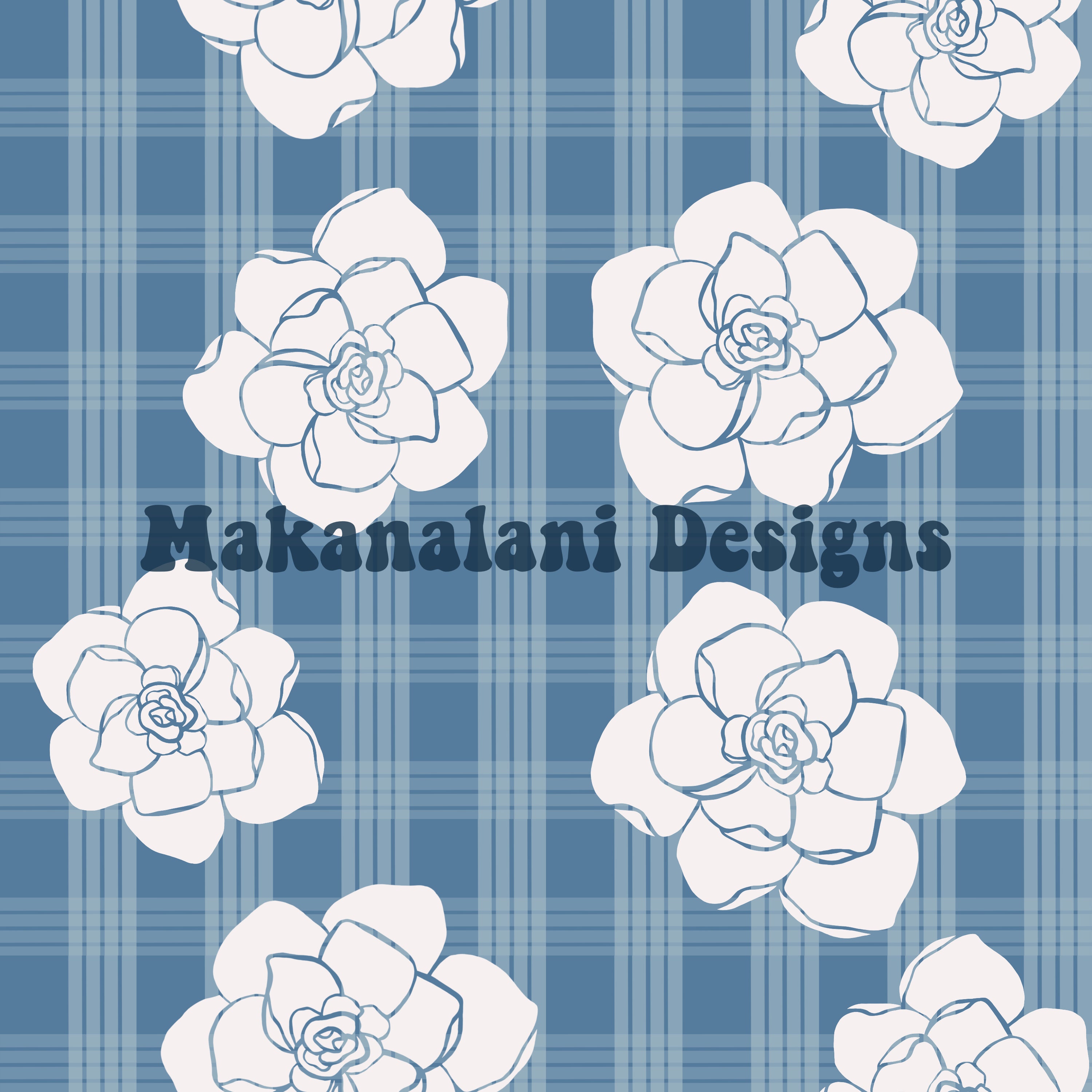 Seamless Pattern Palaka Gardenia Sky Blue - Etsy
