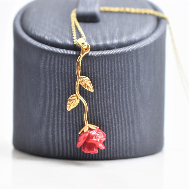 Red Rose Necklace - Etsy