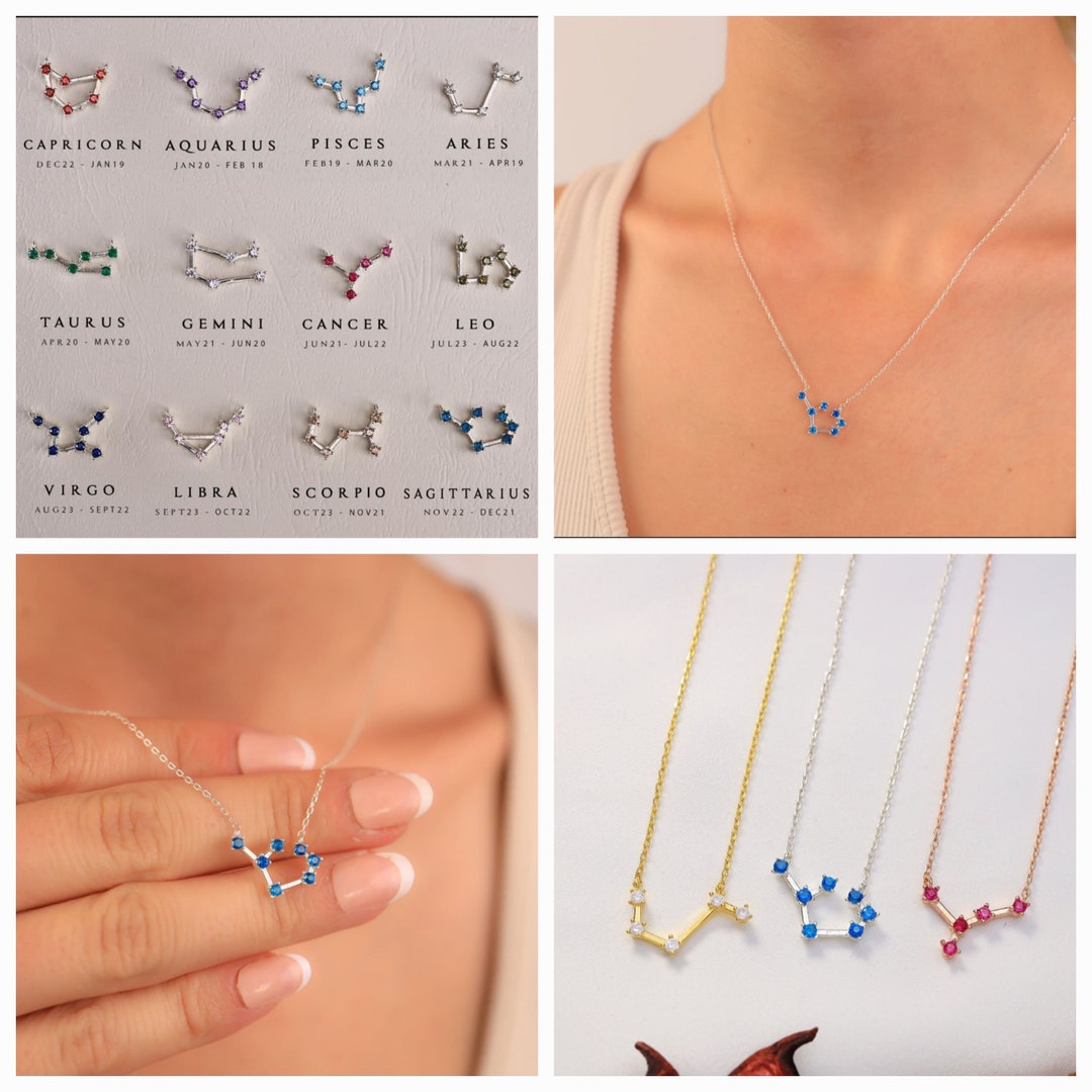 Zodiac Necklace Personalized Astrology Necklace Custom Star Sign ...