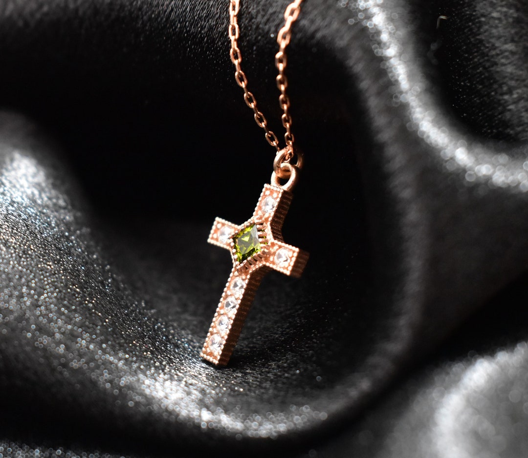 Christian Cross Necklace * Personalized Birthstone Cross Necklace ...
