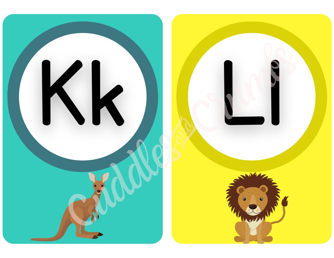 Animal Alphabet Flashcards for Toddlers, Preschool, and Kindergarten ...