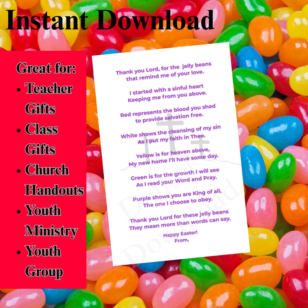 Printable Easter Jelly Bean Poem Tags | Christian Easter Favor ...