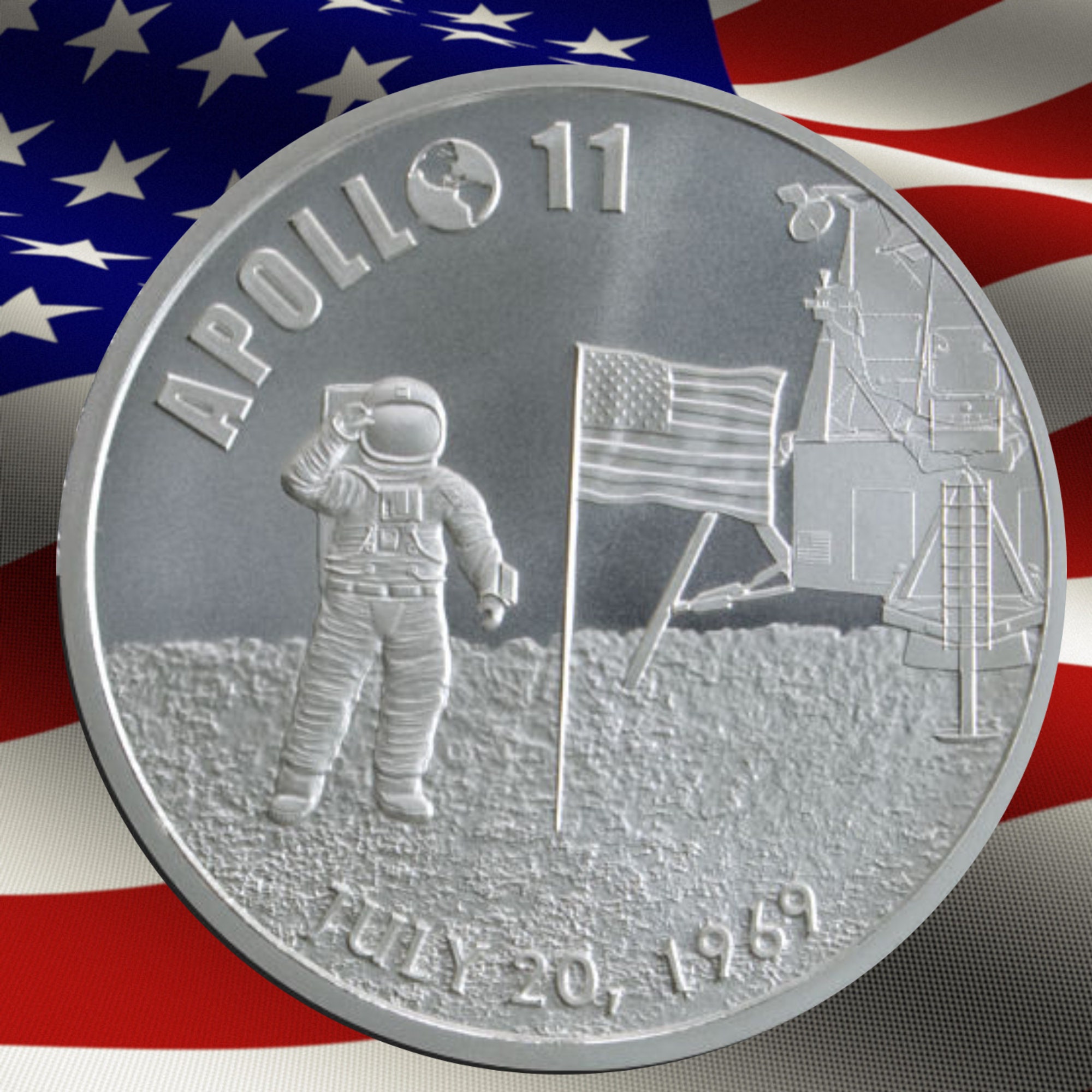 1 Oz Silver Apollo 11 50th Anniversary Authentic Silver Coin - Etsy