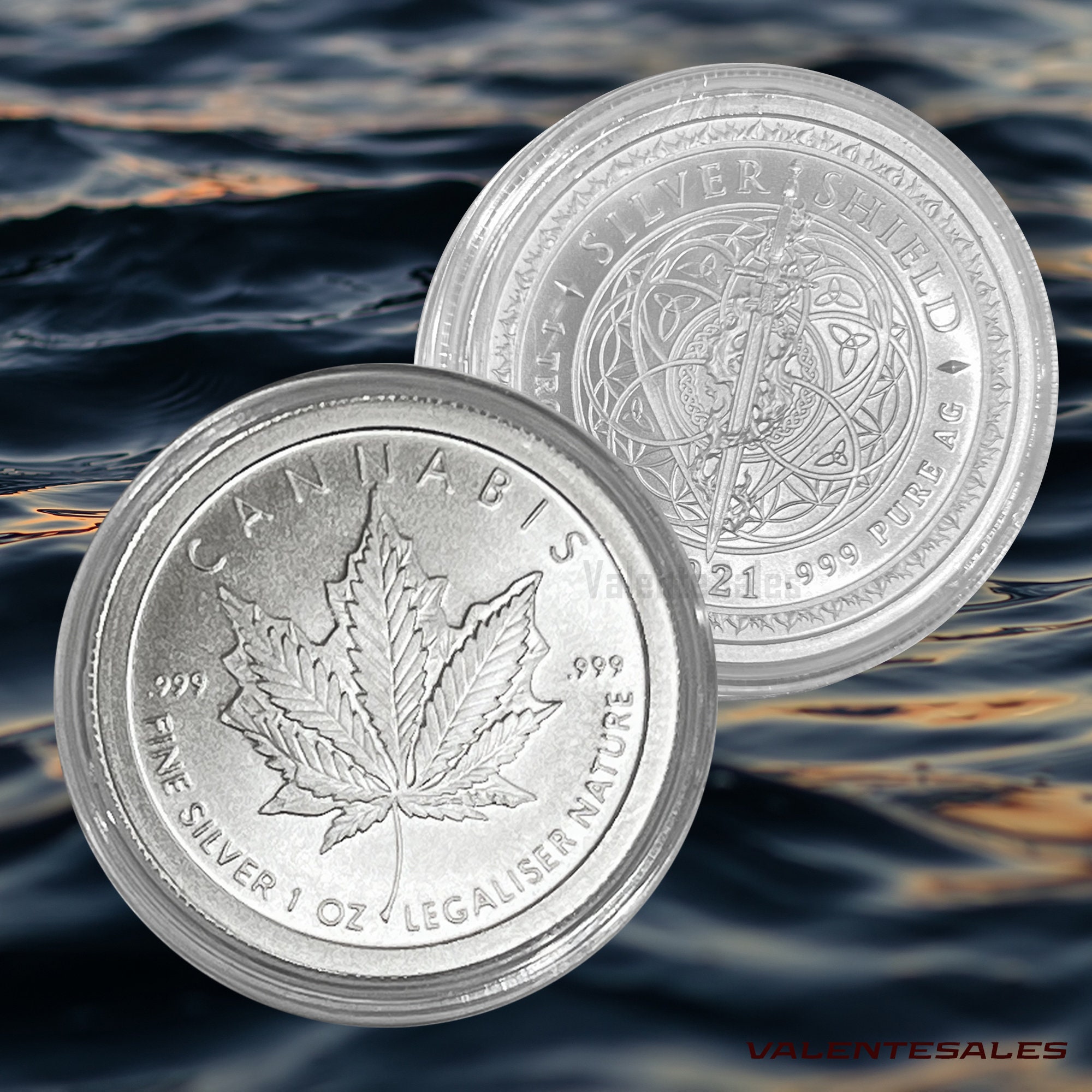1 Oz Silver Shield Cannabis Silver Round Free Capsule & Gift - Etsy