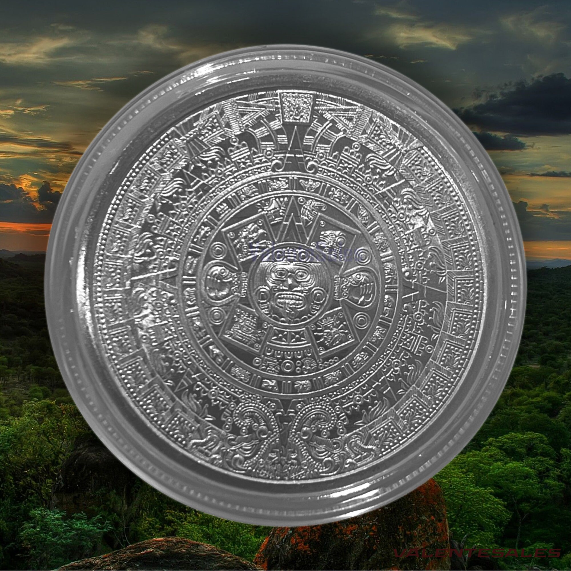 1 Oz .999 Aztec Calendar Authentic Silver Round Free Capsule - Etsy