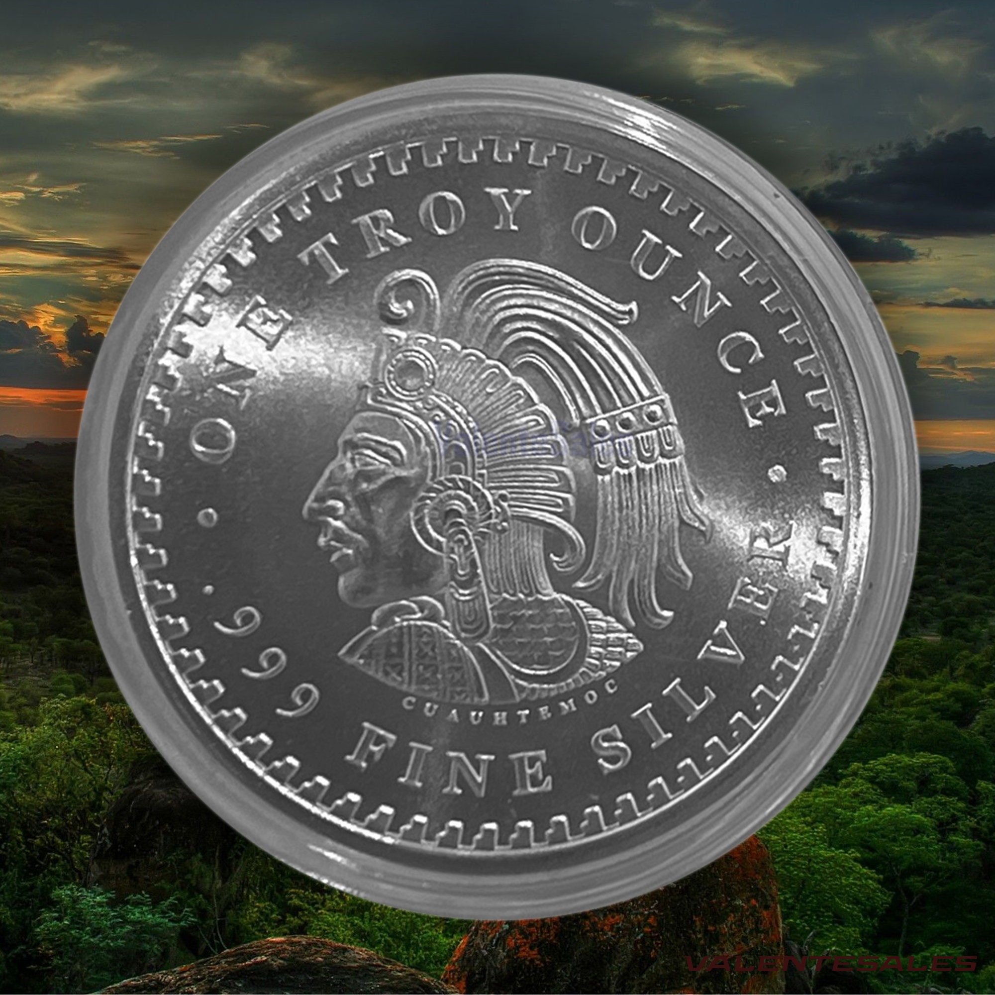 1 Oz .999 Aztec Calendar Authentic Silver Round Free Capsule & Gift ...