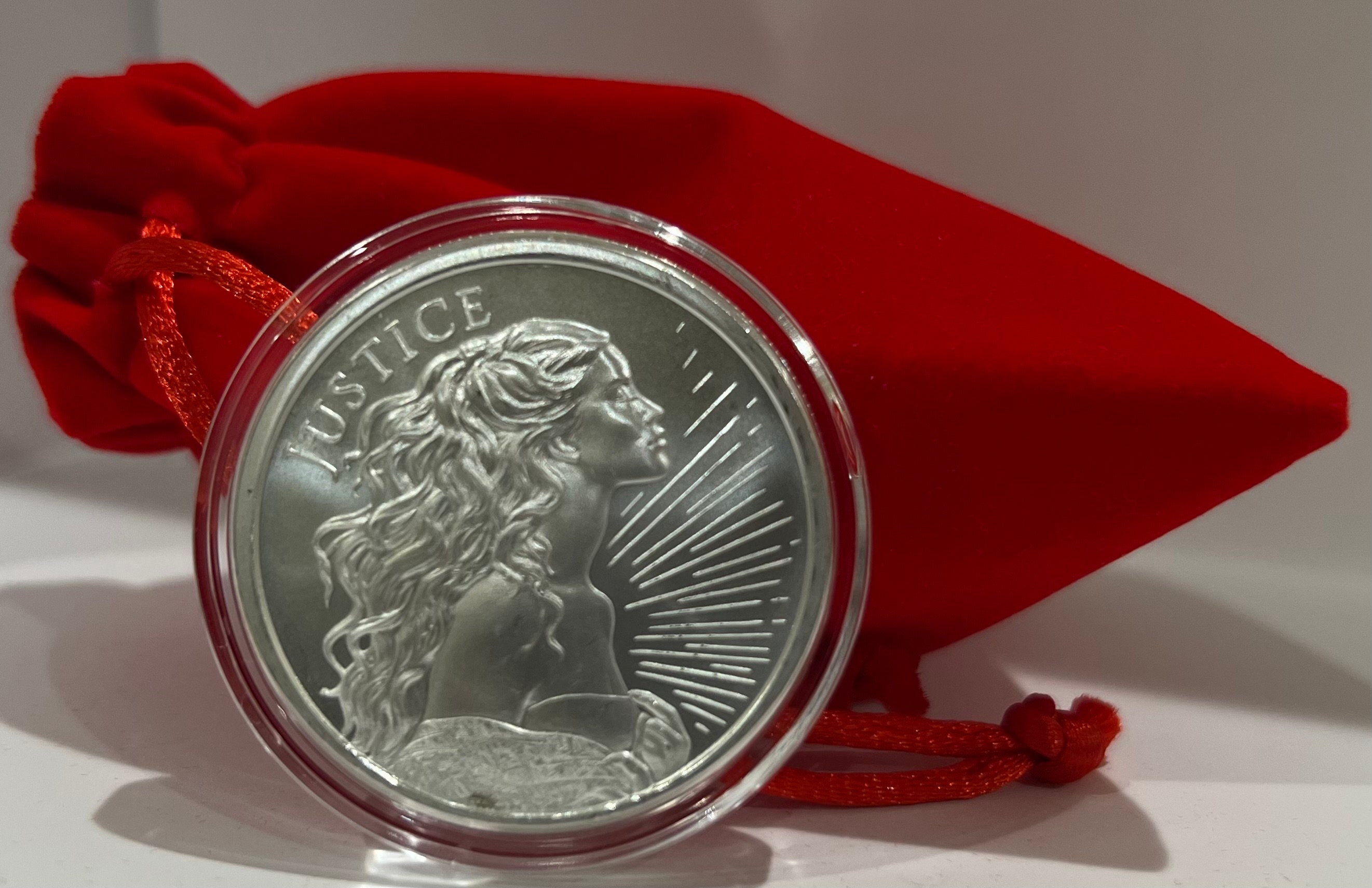 1 Oz Silver Justice Shield BU .999 Round Free Capsule & Gift - Etsy