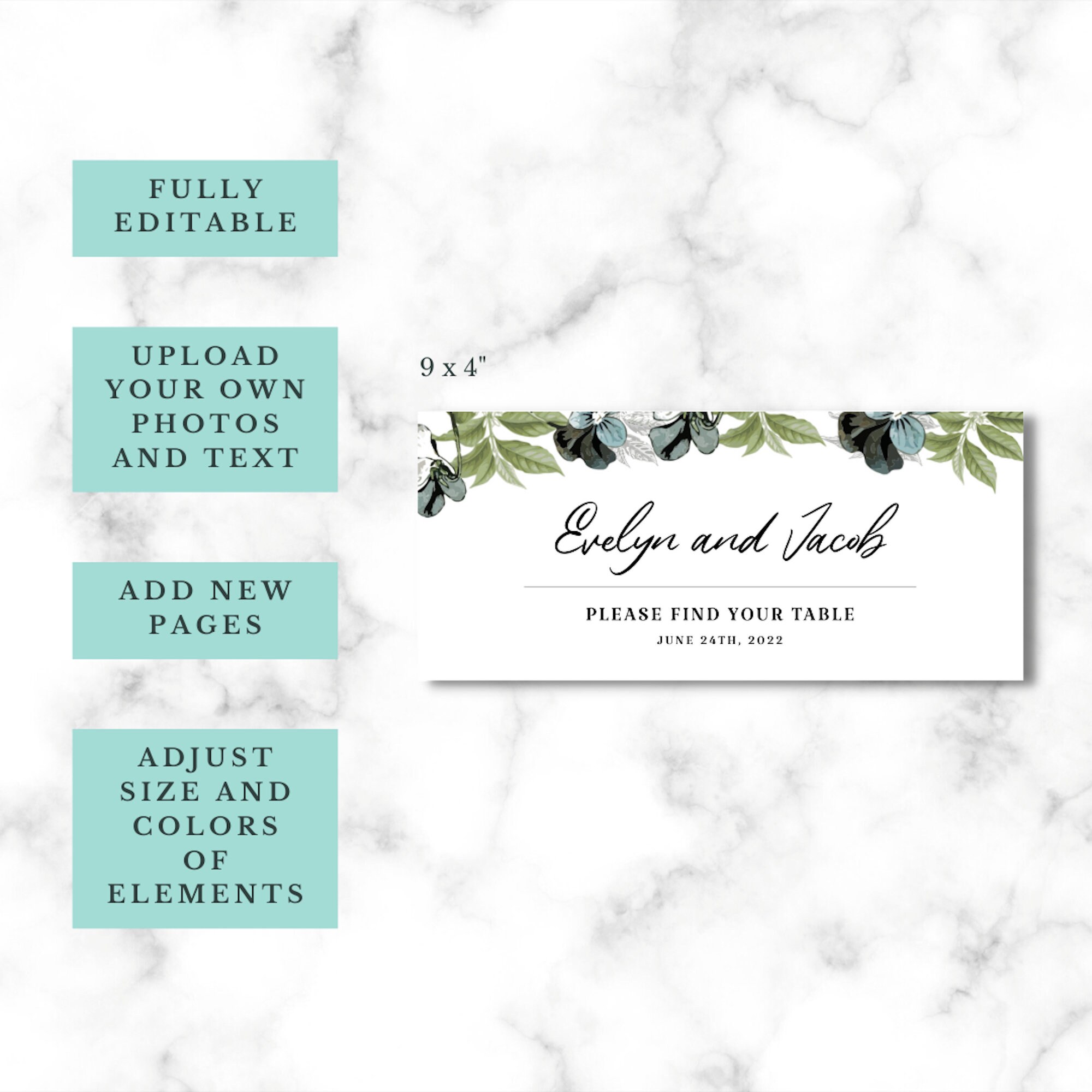 GRACE Wedding Title Cards Printable Template Download Editable for ...